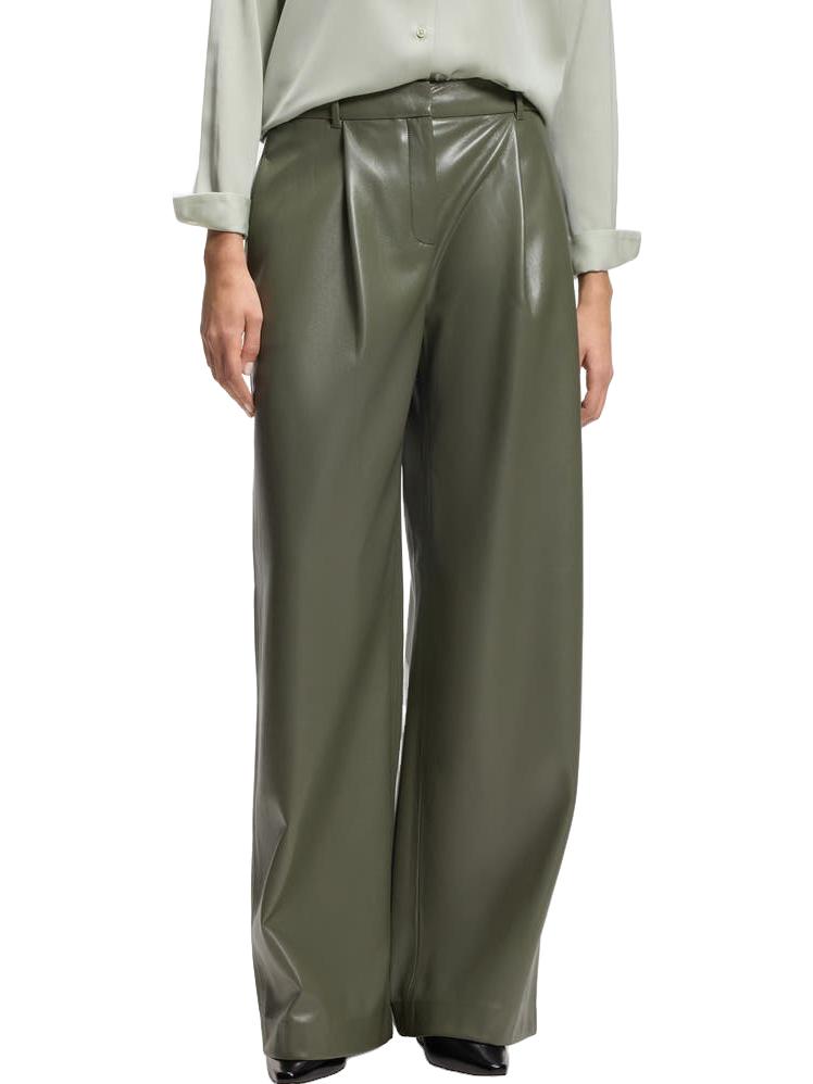 BOSS BOSS Tiana Pleated Faux Leather Wide-Leg Pants